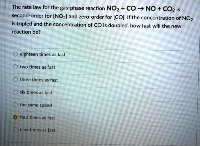 SOLVED: The rate law for the gas-phase reaction NOz - +C0-NO + COz ...