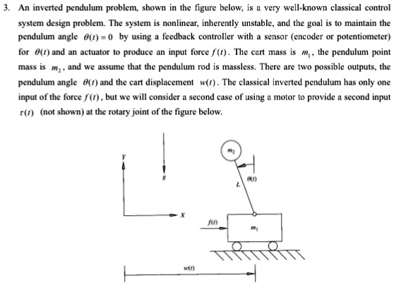 3. An inverted pendulum problem, shown in the figure below, is a very ...