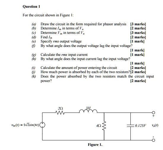 SOLVED: For the circuit shown in Figure 1: (a) Draw the circuit in the form required for phasor ...