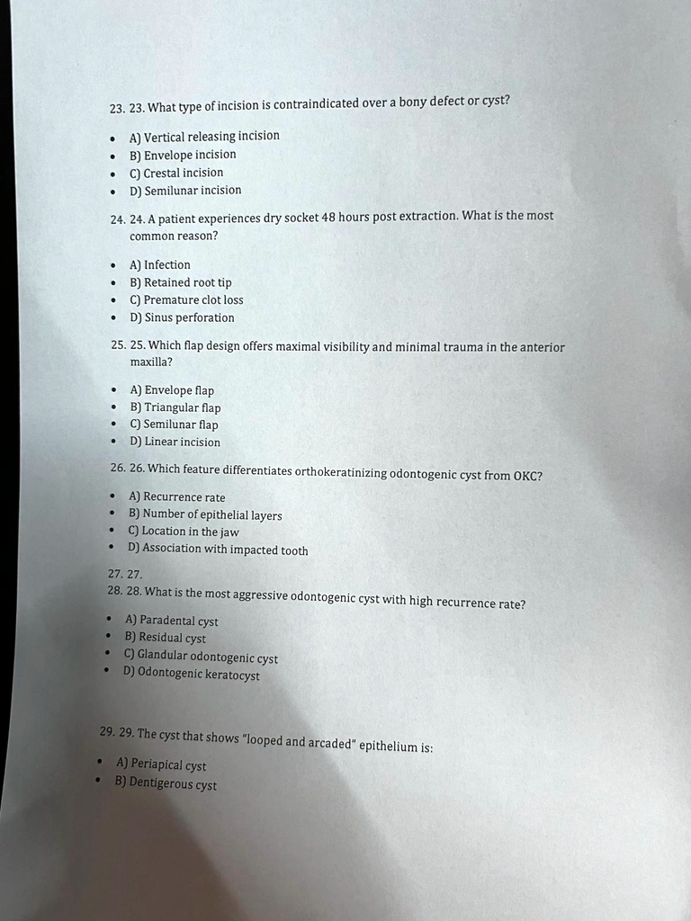 23 23 what type of incision is contraindicated over a bony defect or ...