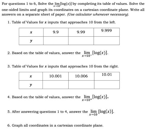 SOLVED: For questions to 6, Solve the xliyllog(x)] by completing its ...