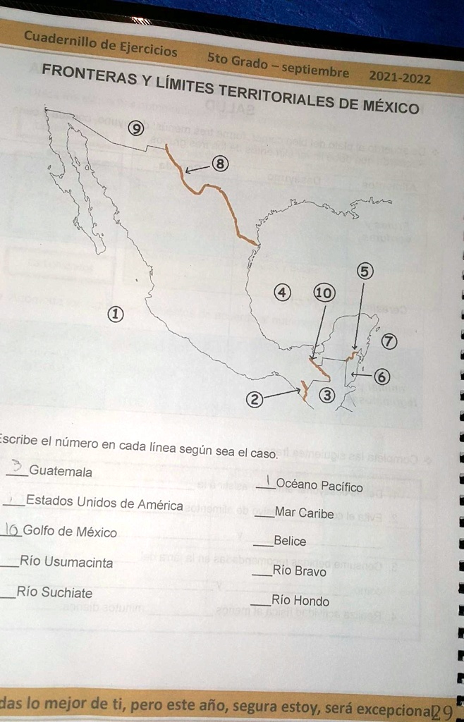 SOLVED: fronteras y límites territorios de México foto Cuadernillo de ...