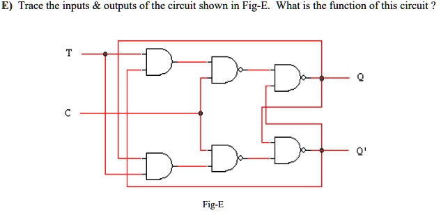 SOLVED: E) Trace the inputs outputs of the circuit shown in Fig-E. What is the function of this ...