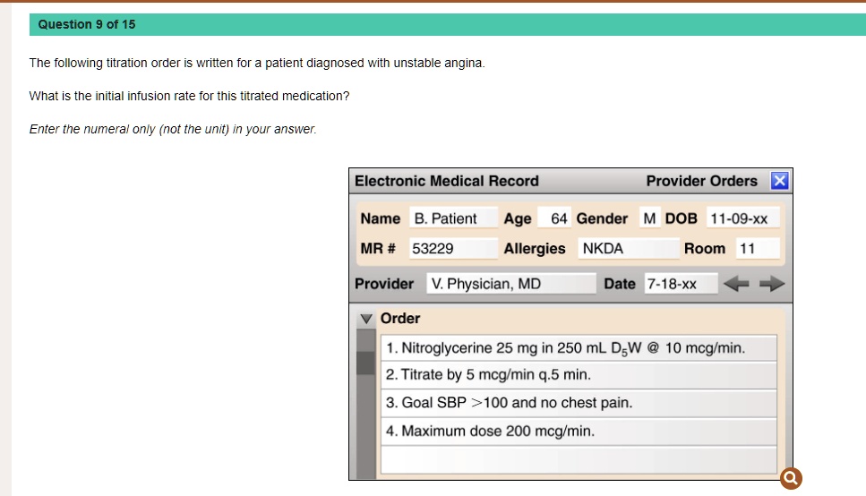 the following titration order is written for a patient diagnosed with ...