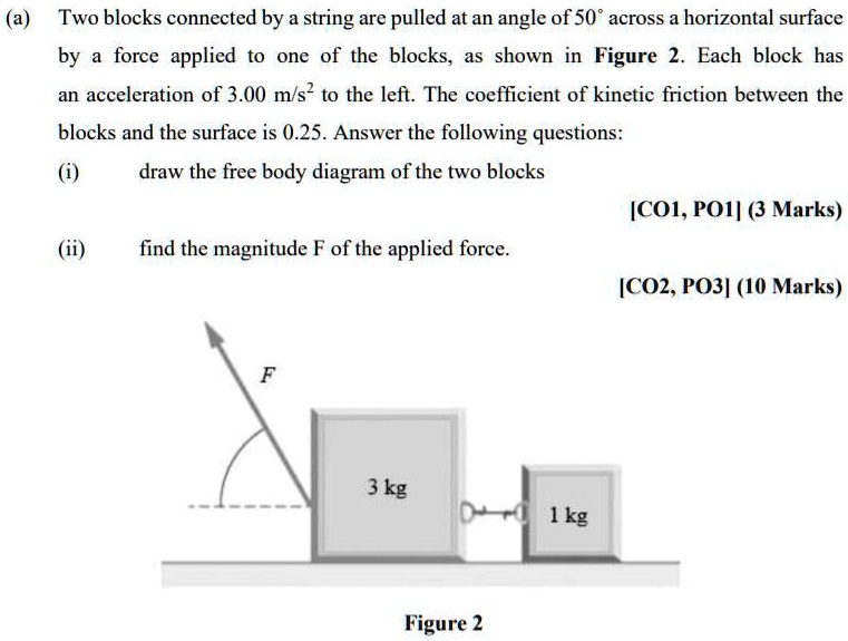 Solved Two Blocks Connected By A String Are Pulled At An Angle Of 50Â