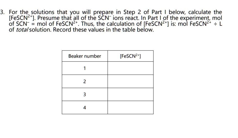 SOLVED: For the solutions that you will prepare in Step 2 of Part below ...