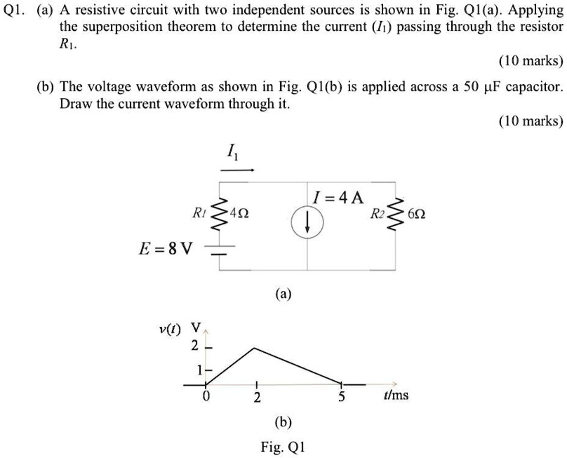 Solved Q1 A A Resistive Circuit With Two Independent Sources Is Shown