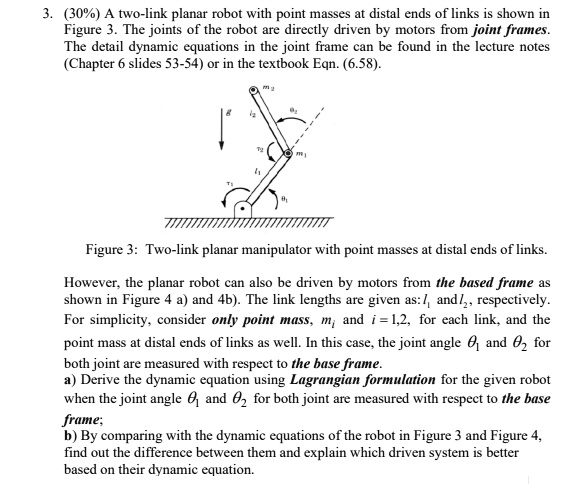 SOLVED: A two-link planar robot with point masses at distal ends of ...