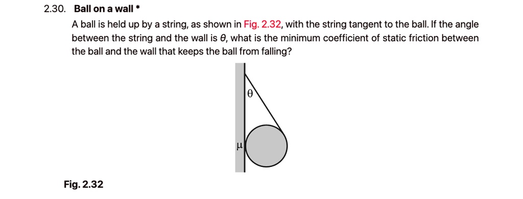 2 30 Ball On A Wall A Ball Is Held Up By A String As Shown In Fig 2 32 With The String