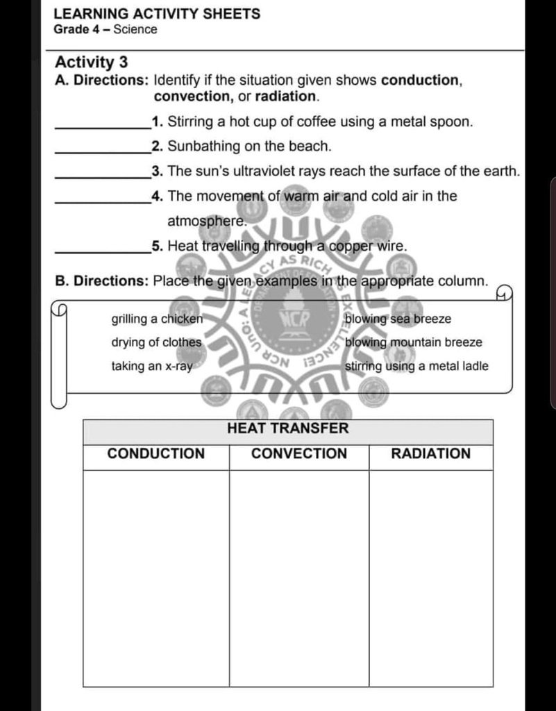 [GET ANSWER] LEARNING ACTIVITY SHEETS Grade 4 – Science Activity 3 A ...