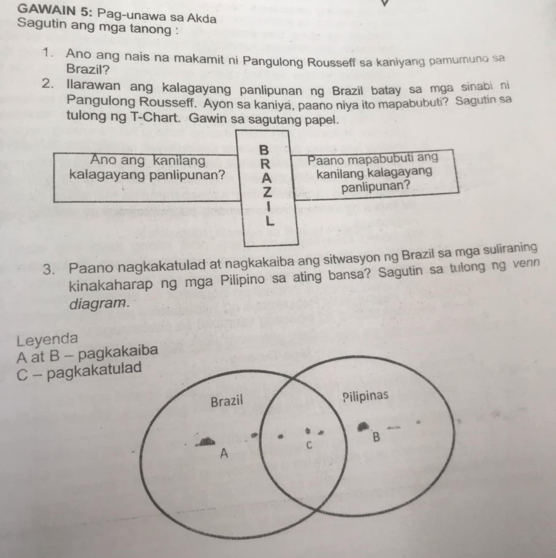 GAWAIN 5: Pag-unawa sa Akda Sagutin ang mga tanong : 1. Ano ang nais na ...