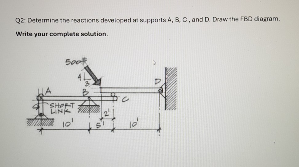 Q2 Determine The Reactions Developed At Supports A B C And D Draw