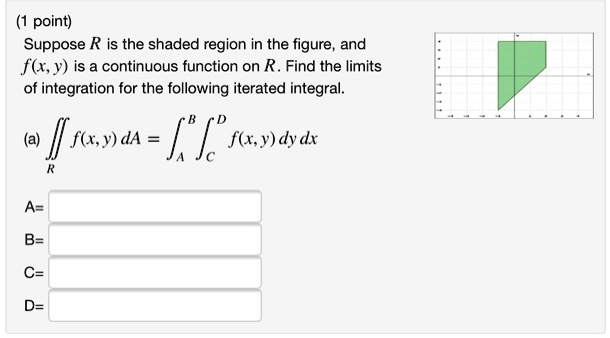 Solved Point Suppose R Is The Shaded Region In The Figure And Flx Y Is A Continuous Function