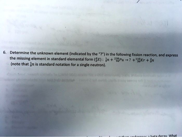 SOLVED: Determine the unknown element (indicated by the "7") in the ...
