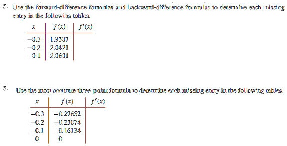 SOLVED: Use the forward-difference formulas and backward-difference ...