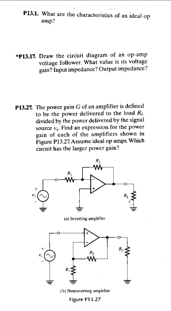 SOLVED: P13L What are the characteristics of an ideal op amp? #P13.17 ... SOLVED: P13L What are the characteristics of an ideal op amp? #P13.17 ...