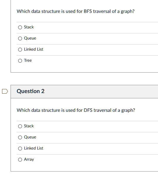 Solved Which Data Structure Is Used For Bfs Traversal Of A Graph Stack Queue Linked List Tree