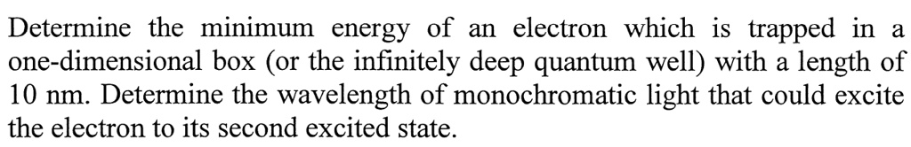 Solved Determine The Minimum Energy Of An Electron Which Is Trapped In