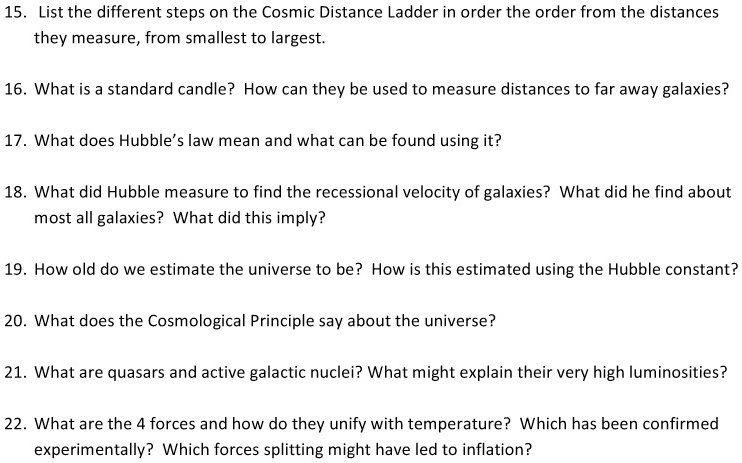 15. List the different steps on the Cosmic Distance Ladder in order the ...