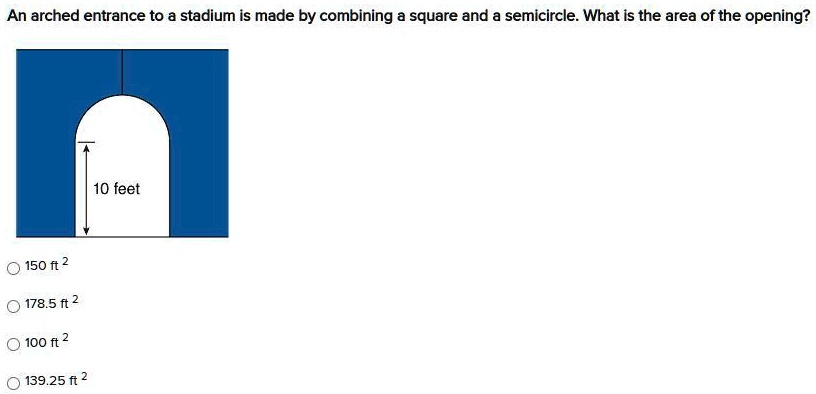 'An arched entrance to a stadium is made by combining a square and a ...