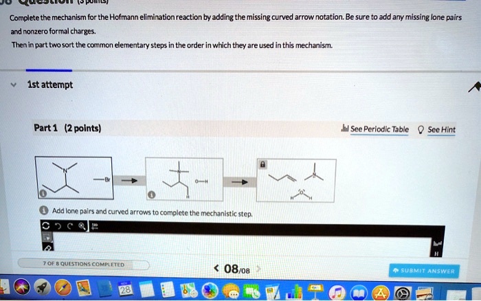 SOLVED: Complete the mechanism for the Hofmann elimination reaction by adding the missing curved ...