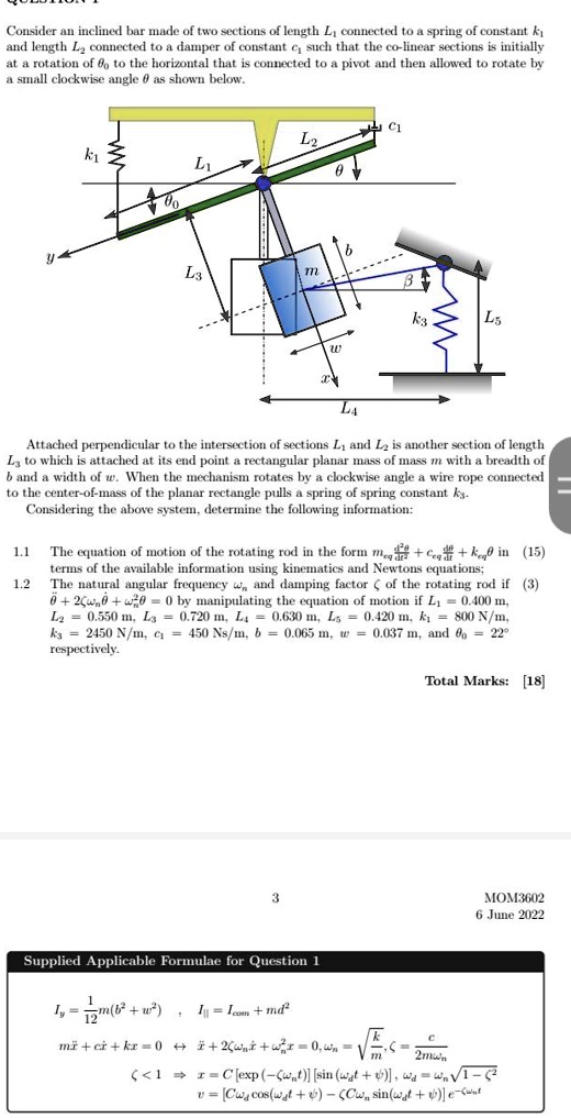 SOLVED: Consider an inclined bar made of two sections of length L ...