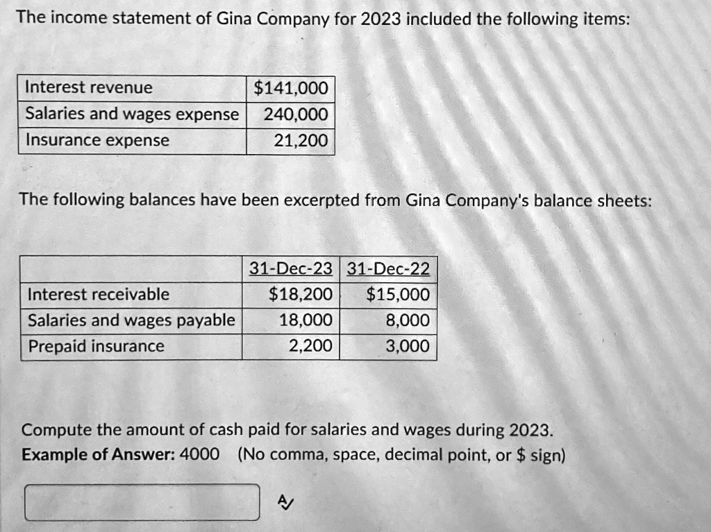 The income statement of Gina Company for 2023 included the following ...