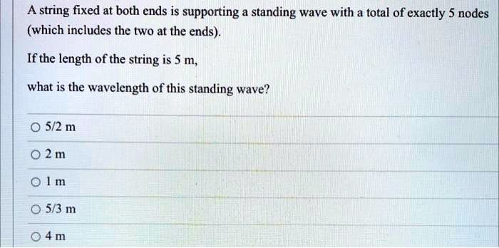 SOLVED: A string fixed at both ends is supporting a standing wave with ...