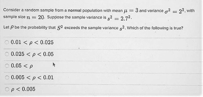 SOLVED: Consider random sample from normal population with mean pl ...
