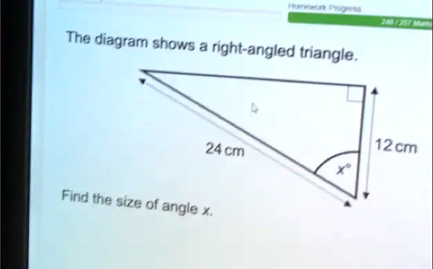 SOLVED: The diagram shows a right-angled triangle: 24cm Find Ithe size ...