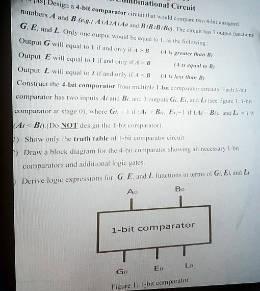 [GET ANSWER] Design a 4-bit comparator circuit that would compare two 4 ...