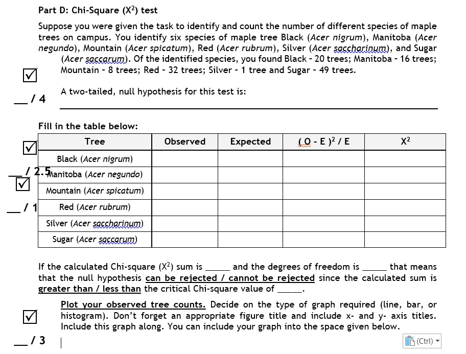 SOLVED: Part D: Chi-Square (X2) test Suppose you were given the task to ... SOLVED: Part D: Chi-Square (X2) test Suppose you were given the task to ...