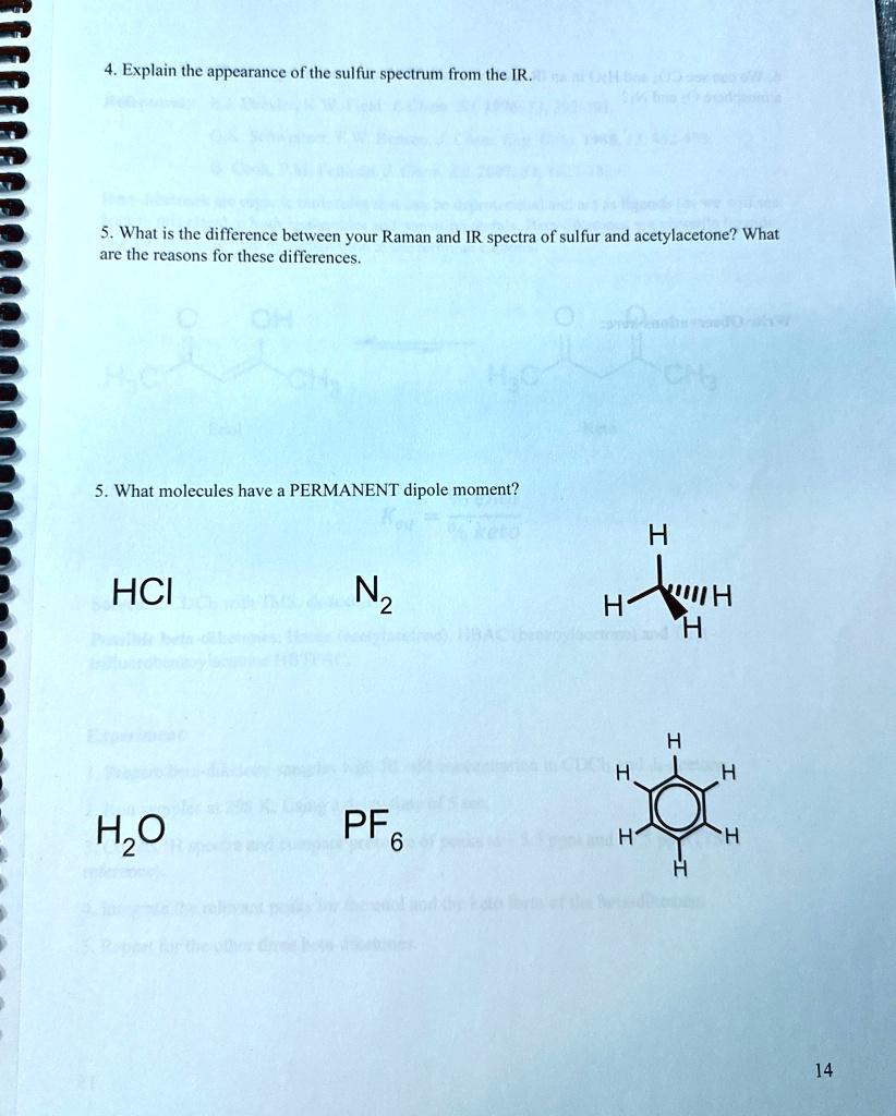 4. Explain the appearance of the sulfur spectrum from the IR. 5. What ...
