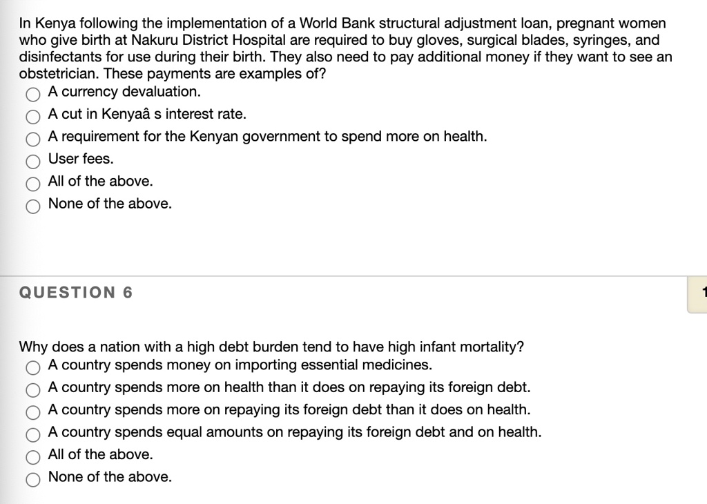 SOLVED: In Kenya, following the implementation of a World Bank ...