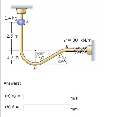 SOLVED: The 1.4-kg slider is released from rest in position A and slides without friction along ...