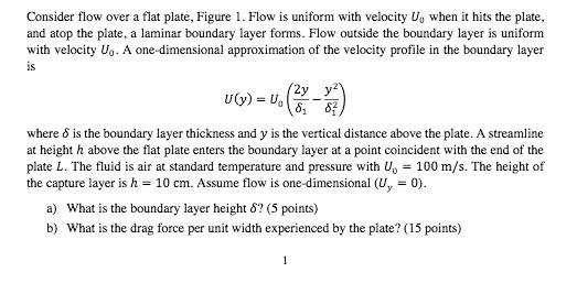 Consider flow over a flat plate, Figure 1. Flow is uniform with ...
