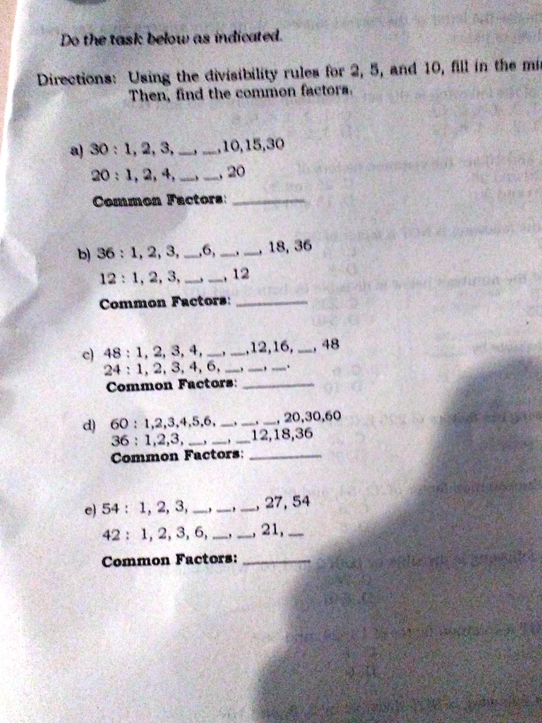 SOLVED: Using the divisibility rules for 2, 5, and 10, fill in the ...