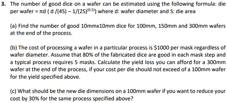 the number of good dice on a wafer can be estimated using the following ...