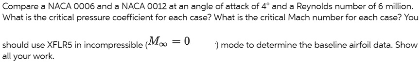 SOLVED: Compare a NACA 0006 and a NACA 0012 at an angle of attack of 4 ...