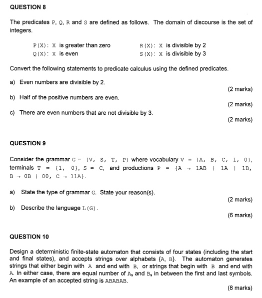 Solved The Predicates For Integers Are Defined As Follows The Domain Of Discourse Is The Set