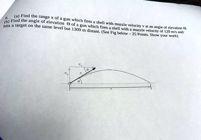 SOLVED: (@) Find the range X of a (6) Find the angle of gun which ...