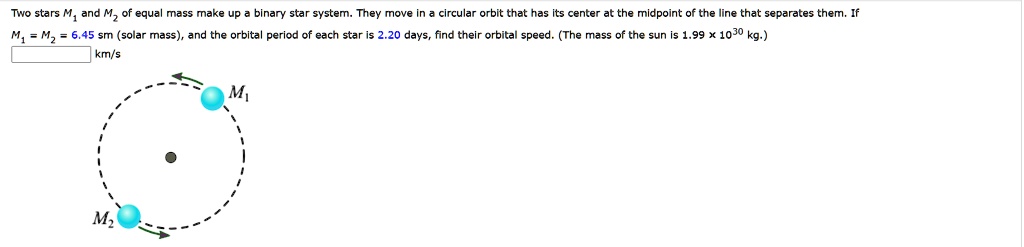 SOLVED:Two stars M and equal mass make Up binary star system: Tney move in circular orbit that ...