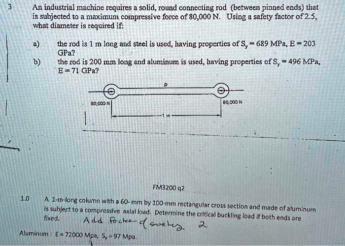 3 An industrial machine requires a solid, round connecting rod (between ...
