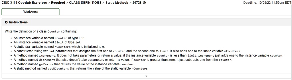 Solved Cisc 3115 Codelab Exercises Required Class Definitions