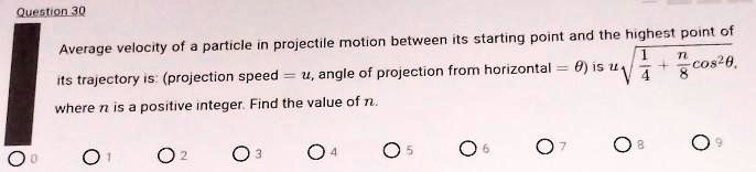 SOLVED: 'Average velocity of a particle in projectile motion between its starting point and the ...