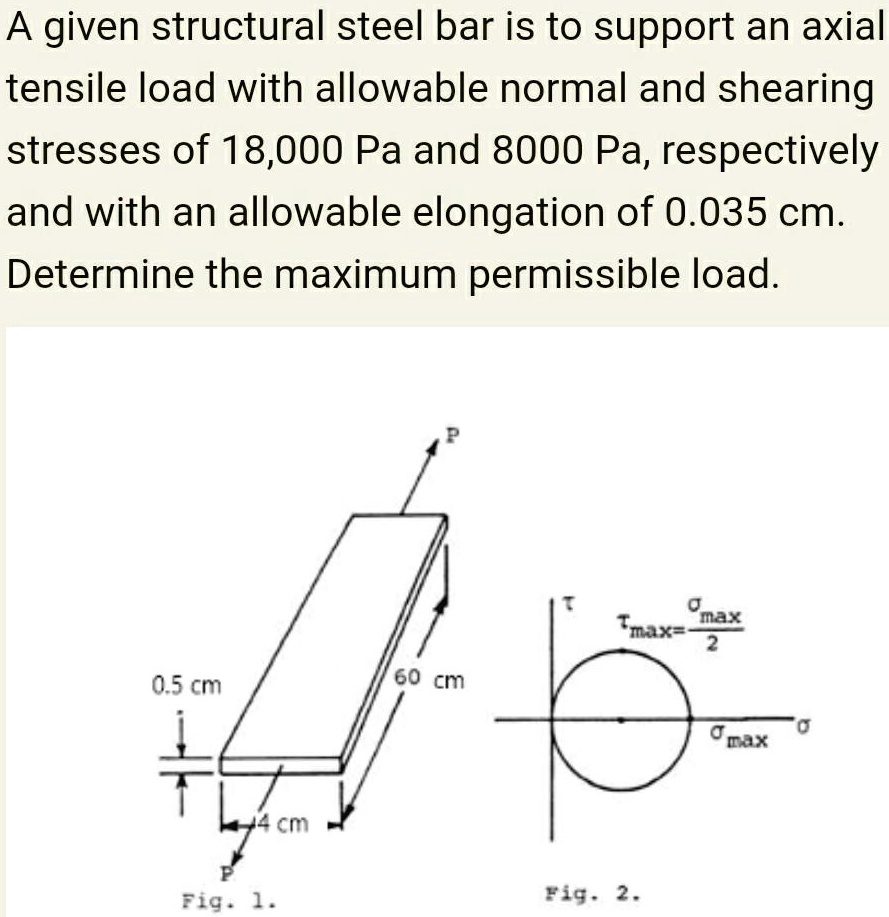 A given structural steel bar is to support an axial tensile load with ...
