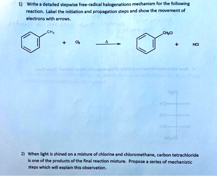 SOLVED: Write a detailed stepwise free-radical halogenation mechanism for the following reaction ...