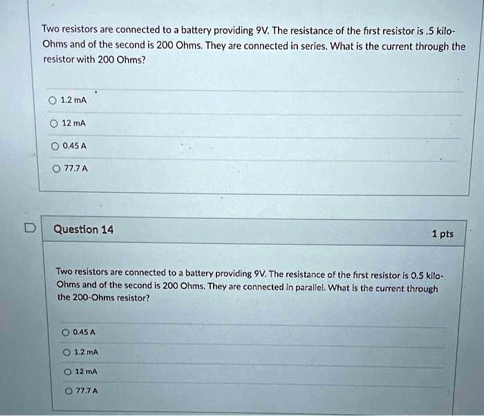 SOLVED:Two resistors are connected to battery providing 9V. The ...