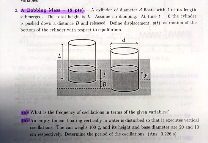 SOLVED: A Bobbing Mass-8 pts-A cylinder of diameter d floats with l of ...