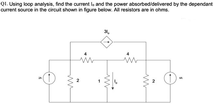SOLVED: Using loop analysis, find the current I and the power absorbed/delivered by the ...
